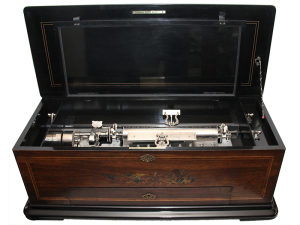 Large Interchangeable Cylinder Music Box with drawer